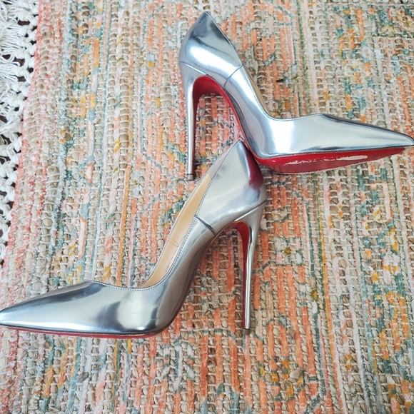 Christian Louboutin | Shoes | Louboutin 6 Pumps Silver Metalic | Poshmark